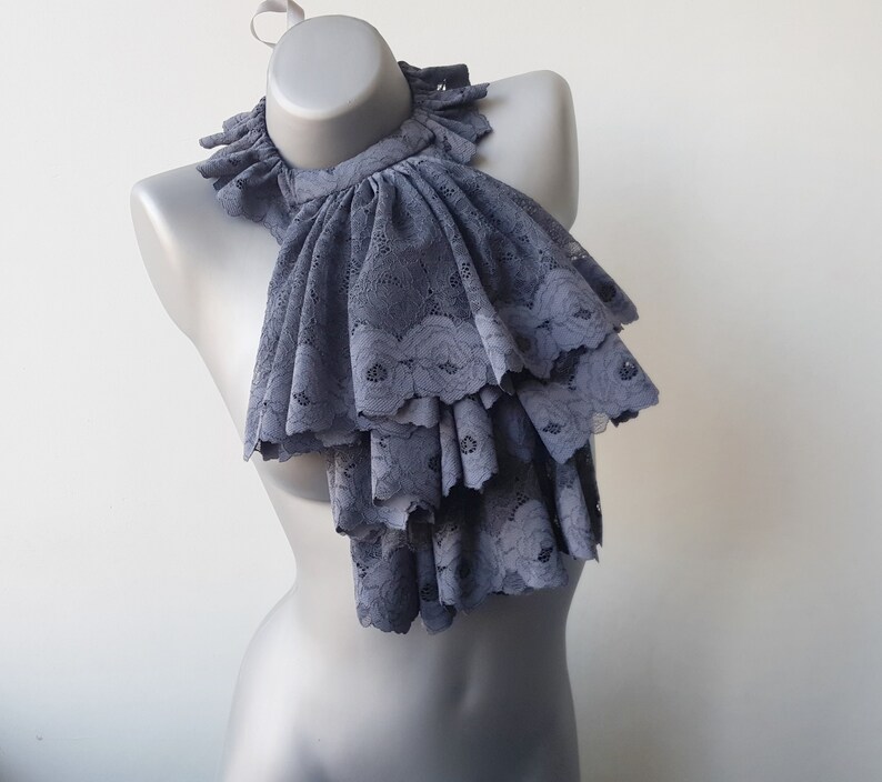 Vampire Cosplay Gray Lace Jabot Pirate Cosplay Steampunk Wedding ...