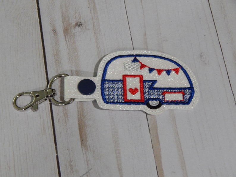 Camper Keychain Embroidered Camper Keyfob Keychain Camping | Etsy