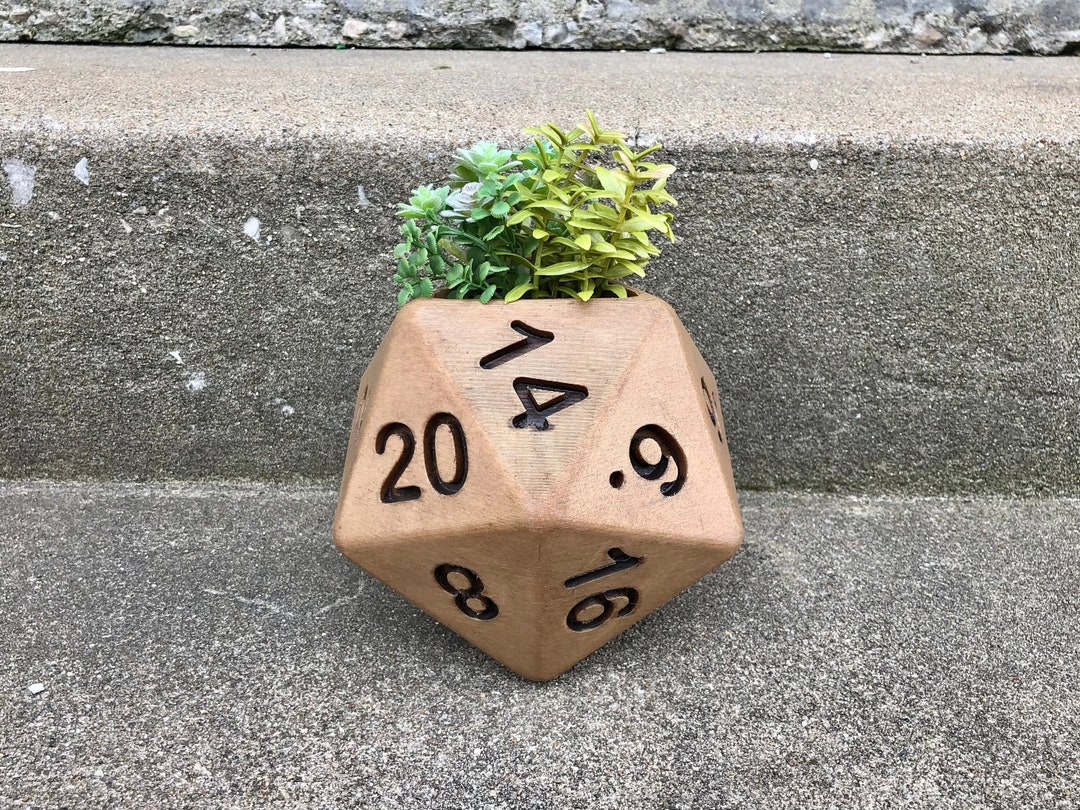 D20 Polyhedral Dice Planter - 3D Printed Hand-painted Succulent Planter ...