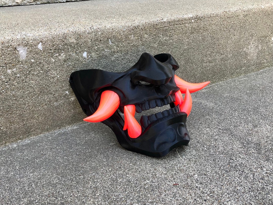 Japanese Hannya Half Mask Oni Demon Mask 3D Printed Samurai Mask - Etsy