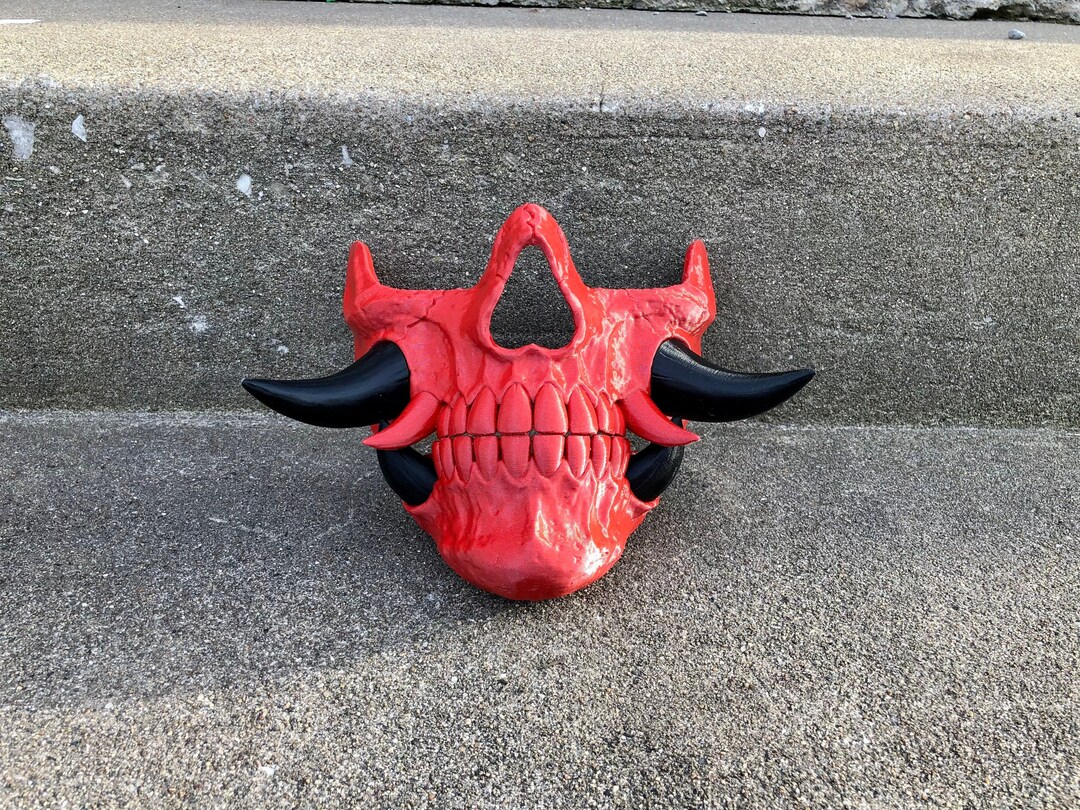 Japanese Hannya Skull Half Mask Oni Demon Mask 3D Printed Samurai Mask ...