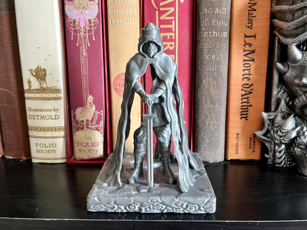 The Once and Future King Bookshelf Decor - King Arthur Statue Figure ...