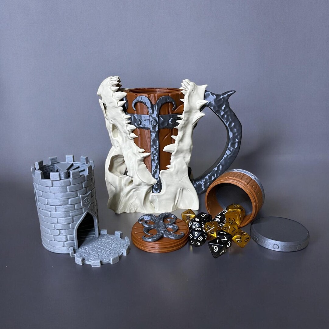 Dragon Skull Mythic Mug Dice Vault and Can Holder With Dice Tower and ...