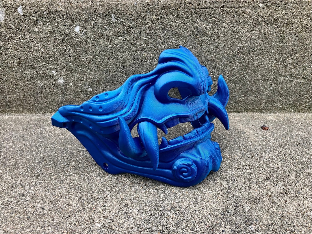 Samurai Mask 3 - 3D Printed Demon Oni Half Mask - Etsy