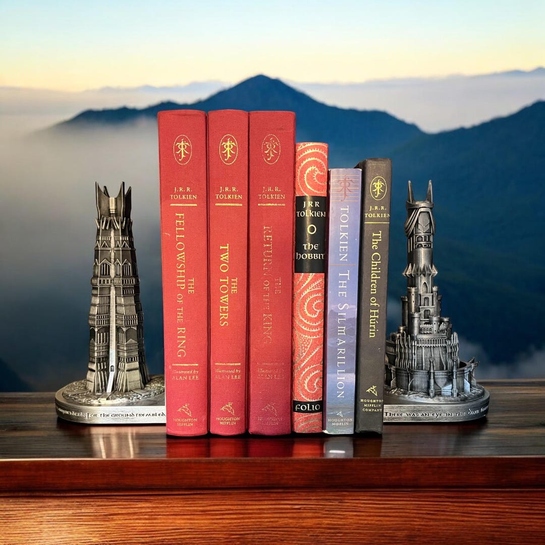 Two Towers Orthanc and Barad-dur Bookends - Silver Wax Buffed - 3D ...