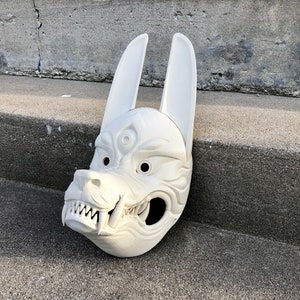 Japanese Snarling Kitsune Oni Demon Mask 3D Printed Samurai Mask - Etsy