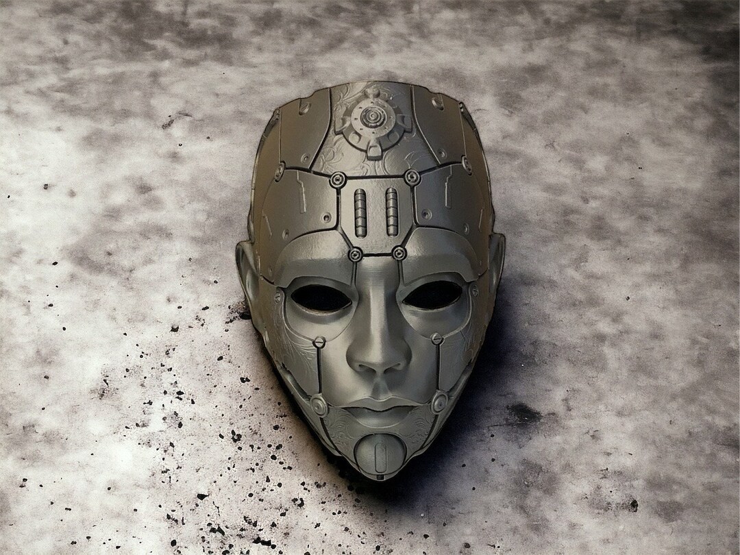 Máscara Cyberpunk Robot Cyborg femenina Impresa en 3D Se muestra en ...