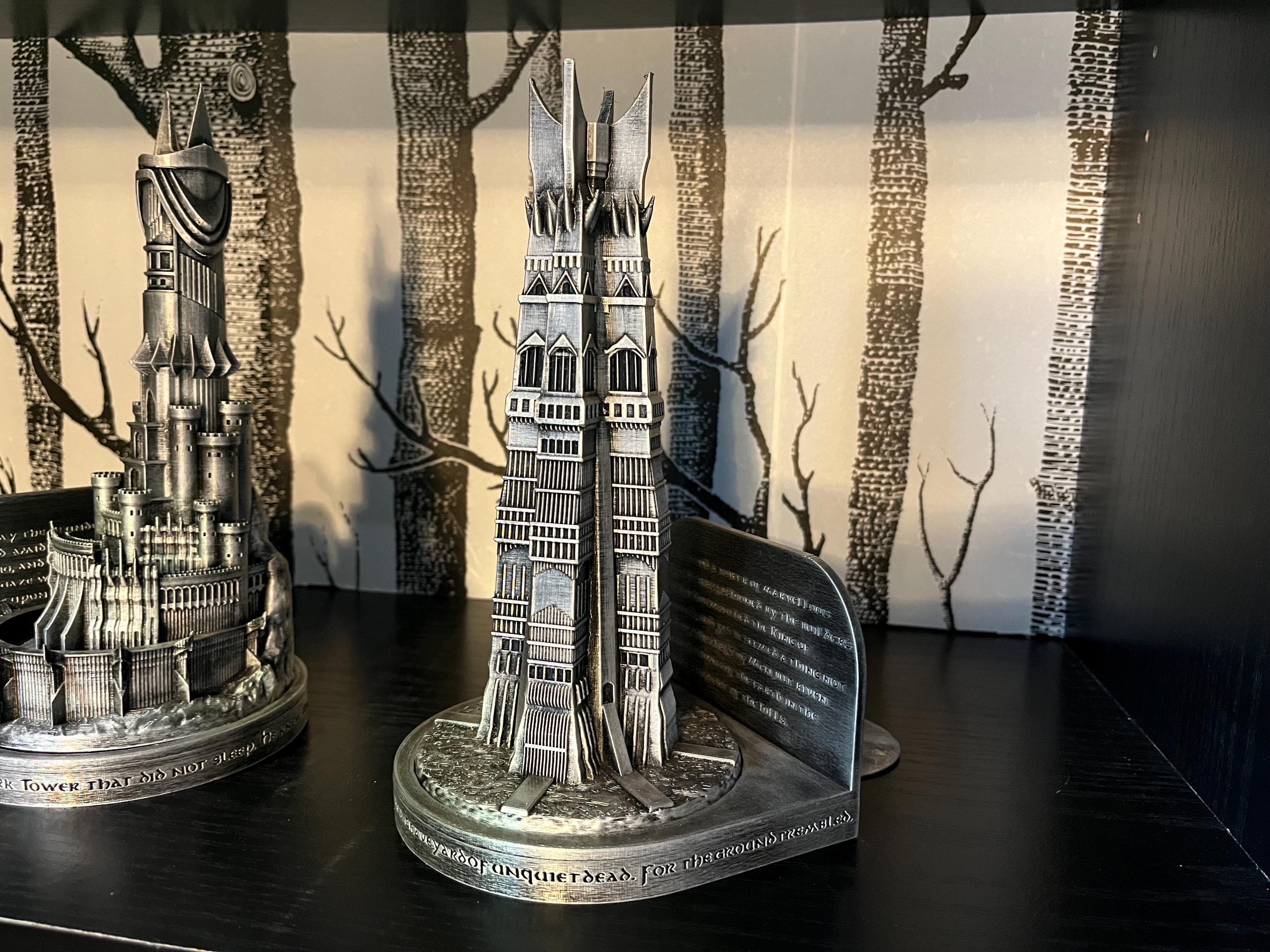 Two Towers Orthanc and Barad-dur Bookends - Silver Wax Buffed - 3D ...