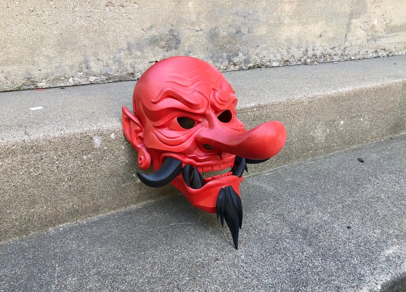 Japanese Tengu Smile Hannya Mask Oni Demon Mask 3D Printed Samurai Mask ...