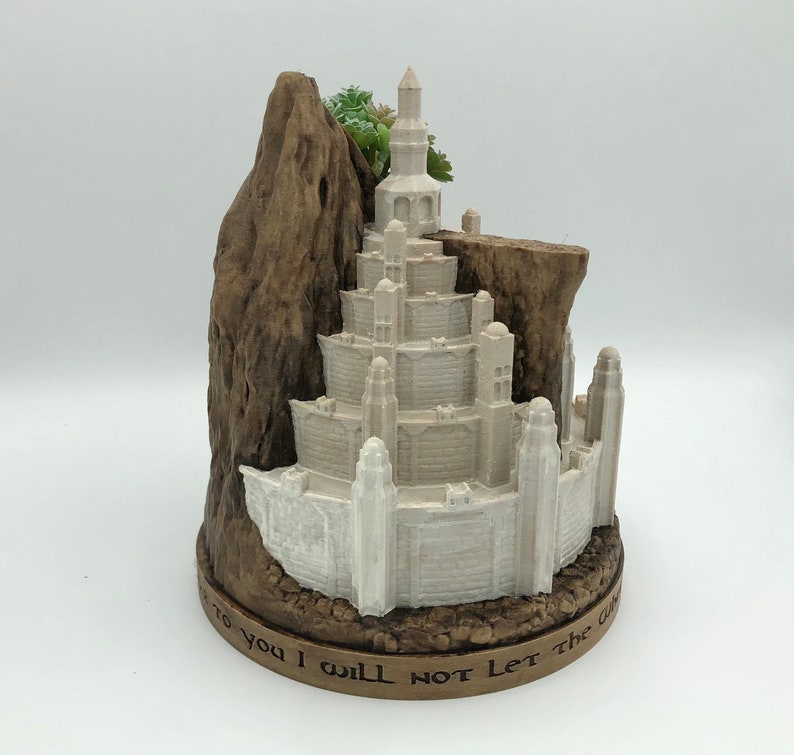 3D Printed Hand-painted Minas Tirith White City Gondor Mini Succulent ...