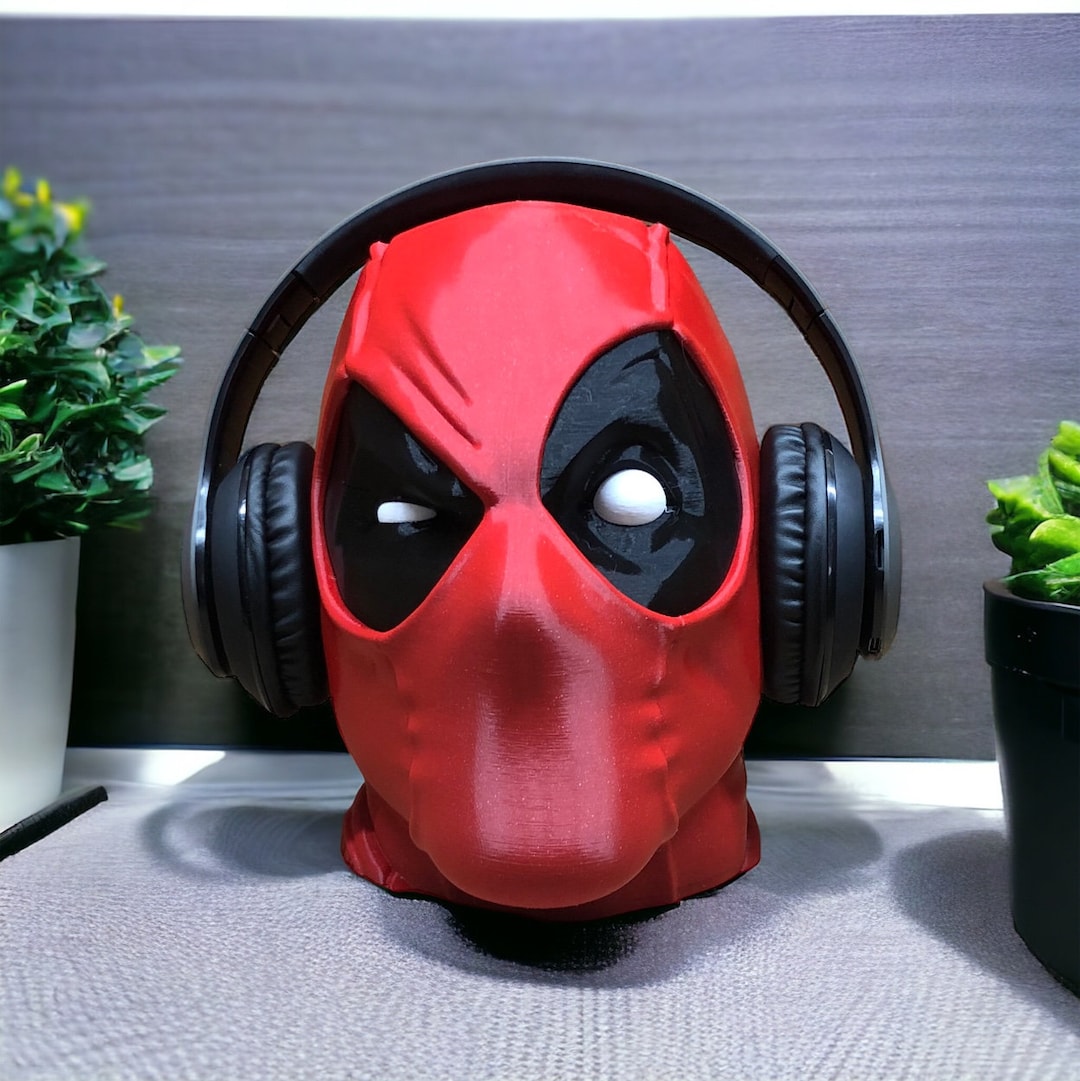 Deadpool Headphone Head - 3D Printed Headphone Stand Bust - Full Color ...