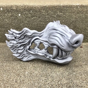 Snarling Wolf Mask - 3D Printed Demon Oni Half Mask - Etsy