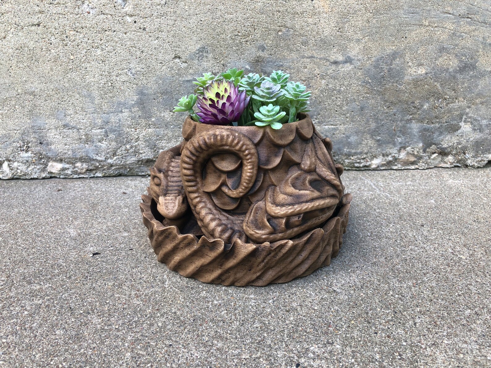Dragon 3D Printed Succulent Planter Pot Vase With Tray - Various Colors ...