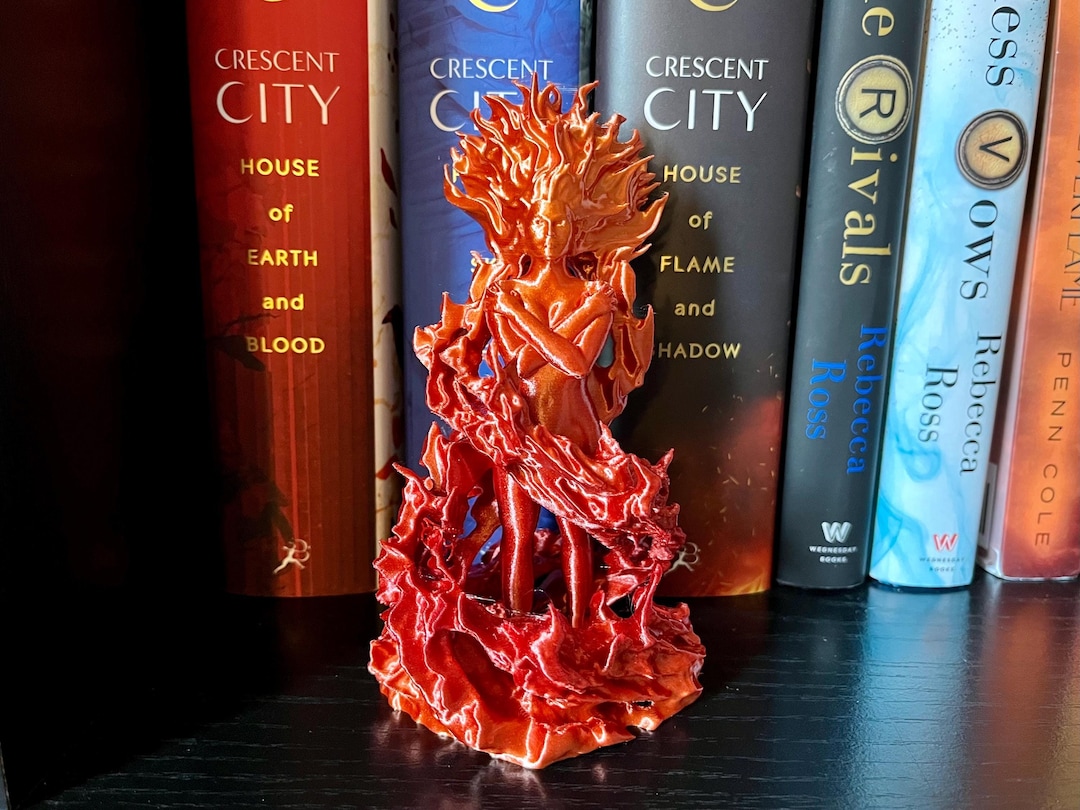 Fire Sprite Bookshelf Decor - Elemental Fire Library Guardian - CC ...