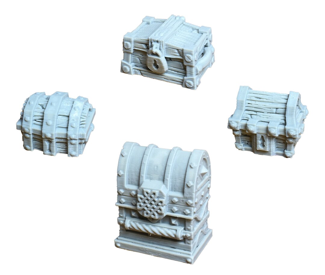 3D Printed Dungeon Terrain Gaming Resources Treasure Chest Set for ...