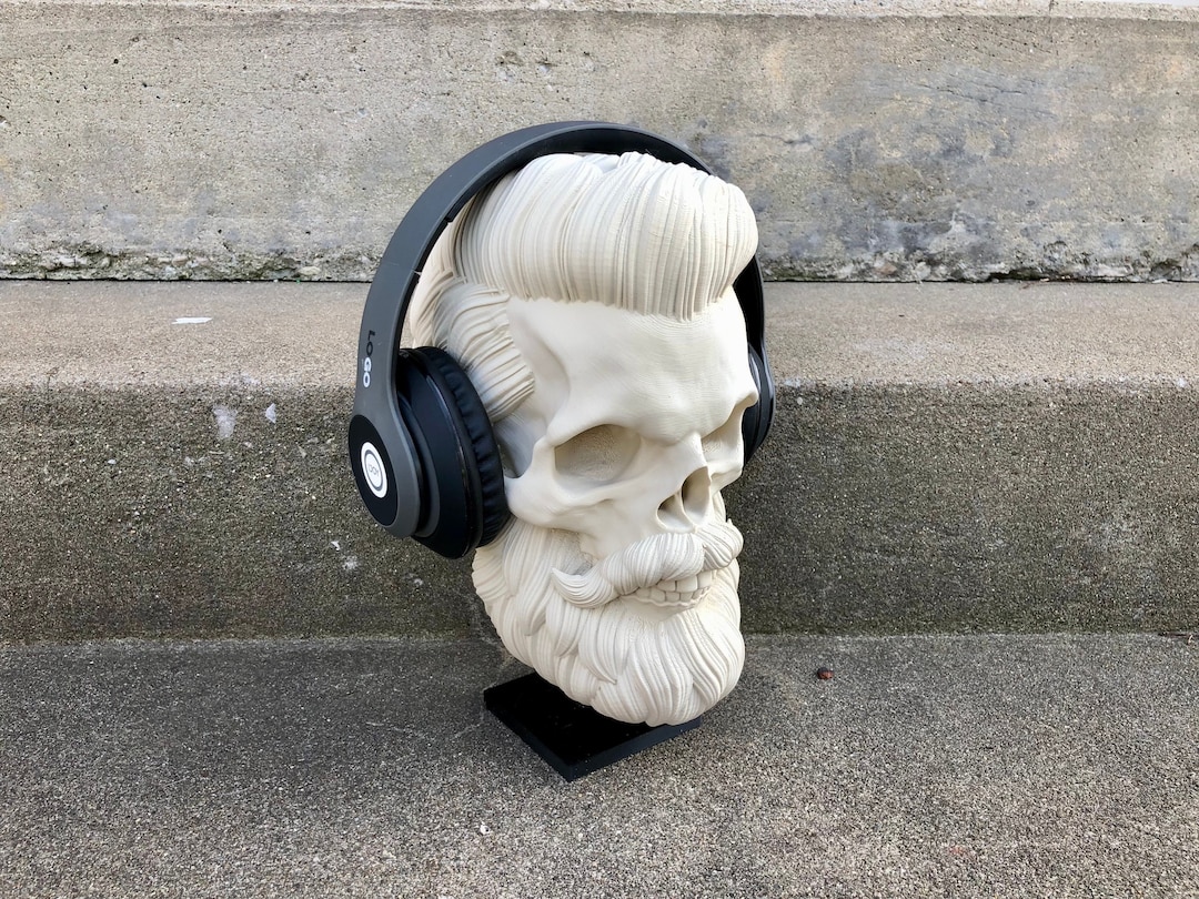 Bearded Skull 1 Headphone Head - 3D Printed Headphone Stand Bust - Etsy