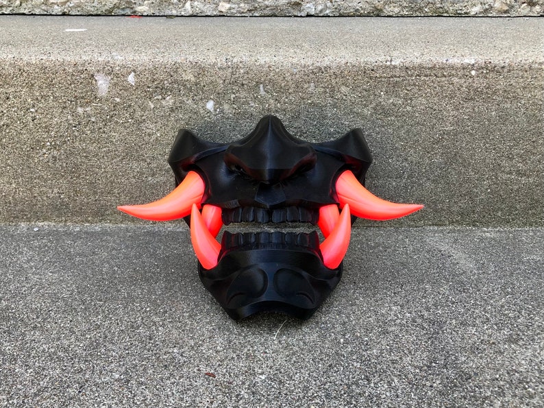 Japanese Hannya Half Mask Oni Demon Mask 3D Printed Samurai - Etsy