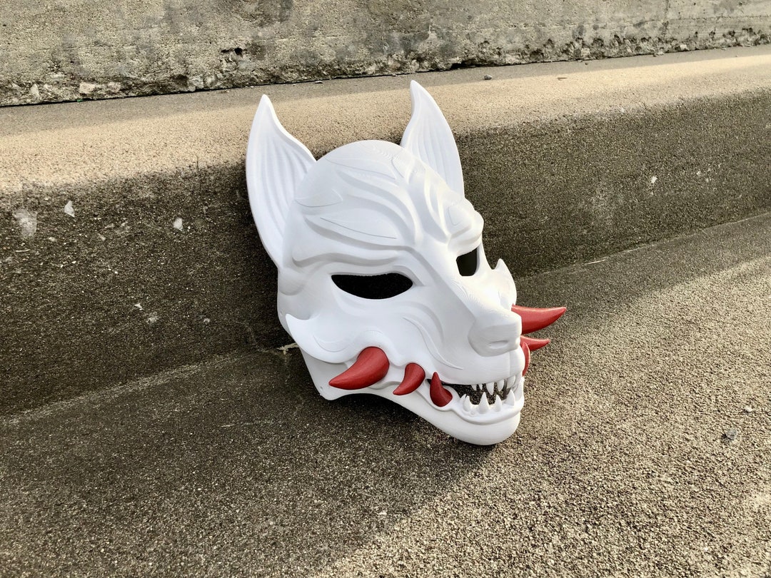Japanese Fanged Kitsune Oni Demon Mask 3D Printed Samurai Mask - Etsy