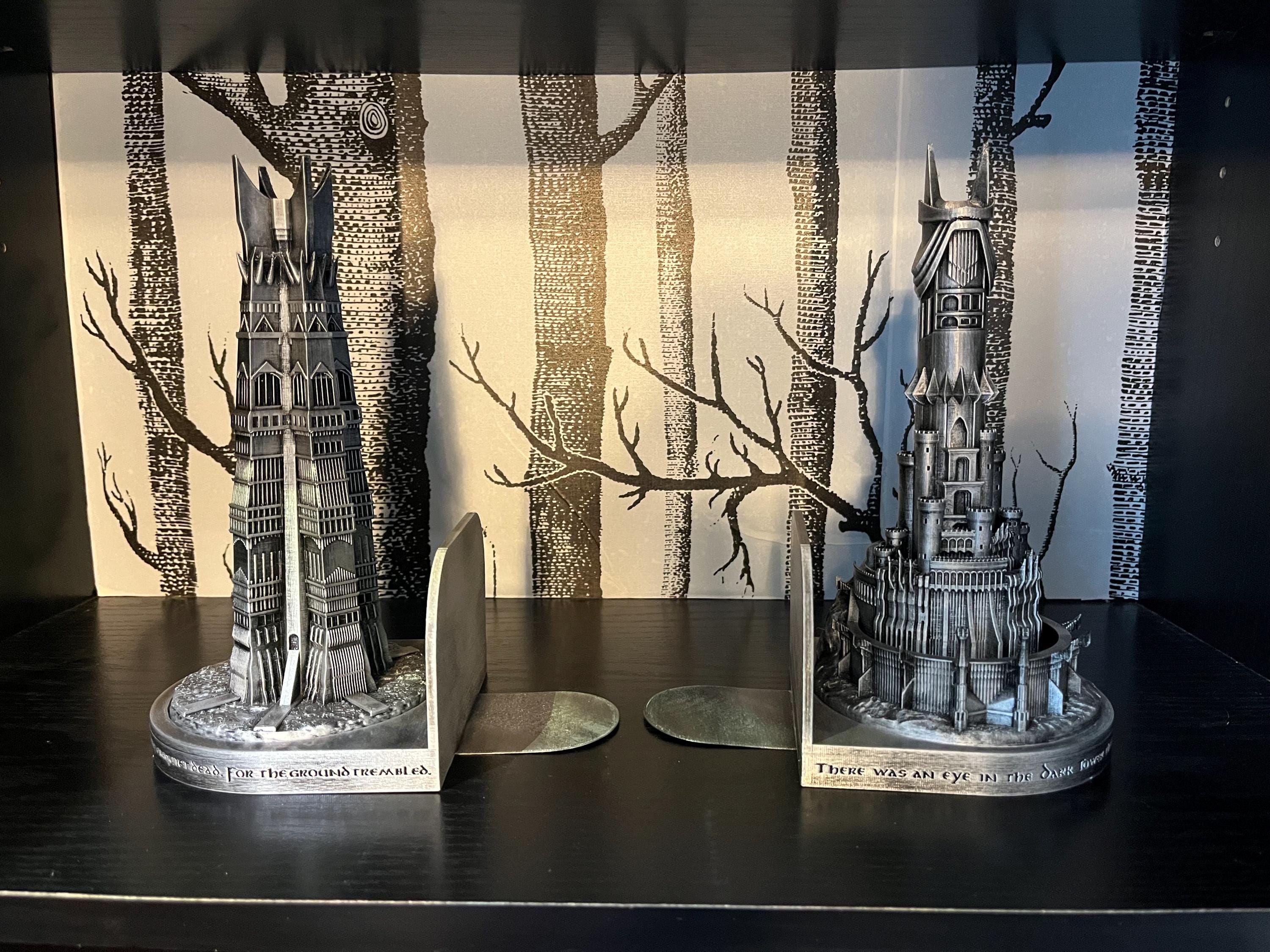 Two Towers Orthanc and Barad-dur Bookends - Silver Wax Buffed - 3D ...