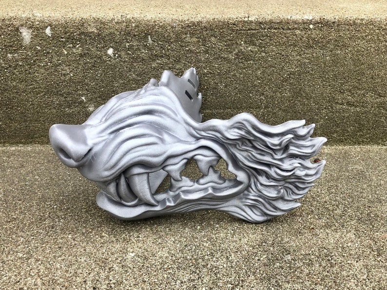 Snarling Wolf Mask 3D Printed Demon Oni Half Mask - Etsy