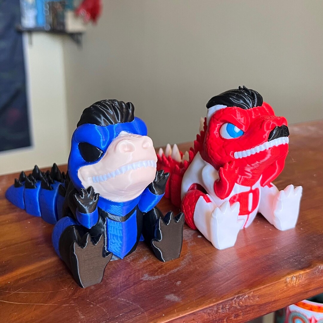 Chibi Invinci-zilla and Omni-zilla Flexi Toys - Cute Mashup Articulated ...