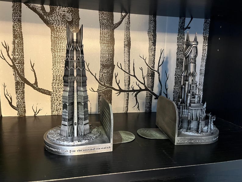 Two Towers Orthanc and Barad-dur Bookends - Silver Wax Buffed - 3D ...