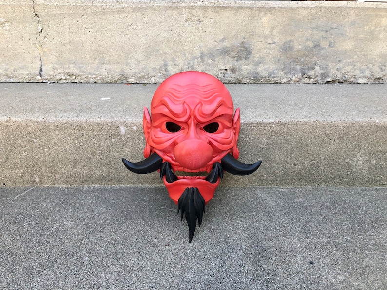 Japanese Tengu Smile Hannya Mask Oni Demon Mask 3D Printed Samurai Mask ...