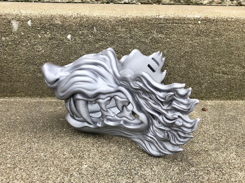 Snarling Wolf Mask 3D Printed Demon Oni Half Mask - Etsy