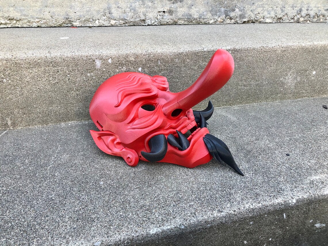 Japanese Tengu Smile Hannya Mask Oni Demon Mask 3D Printed Samurai Mask ...