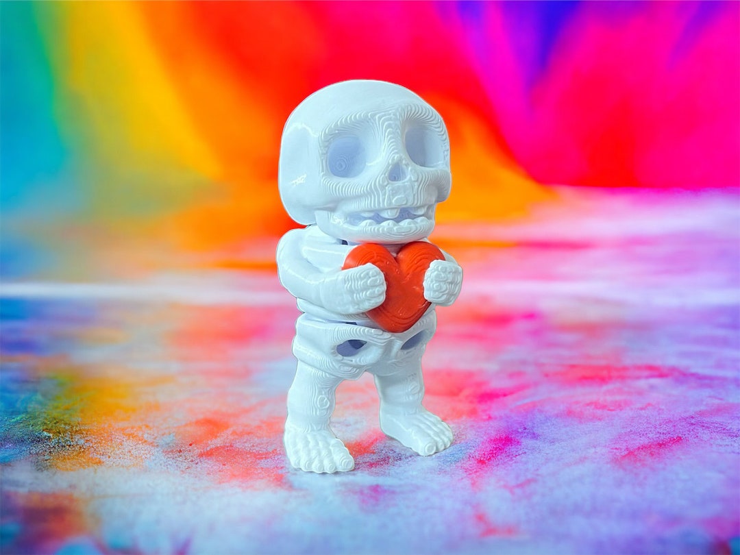 Valentine Heart Skeleton 3D Printed Tiny Skeleton Figure Standing ...