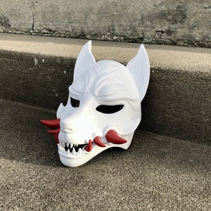 Japanese Fanged Kitsune Oni Demon Mask 3D Printed Samurai Mask - Etsy