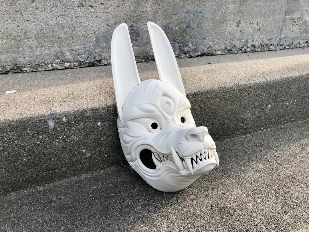 Japanese Snarling Kitsune Oni Demon Mask 3D Printed Samurai Mask - Etsy