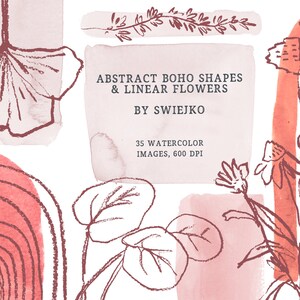 Abstract, Boho Clipart Set, Linear Flowers, Geometric Shapes, Kids ...