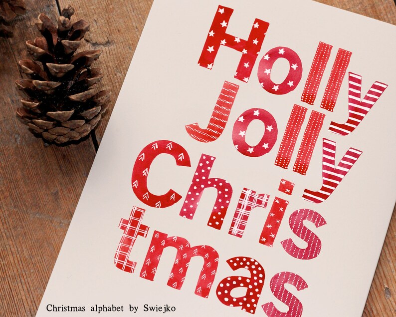 Christmas Alphabet Watercolor Clipart Typography Letters - Etsy