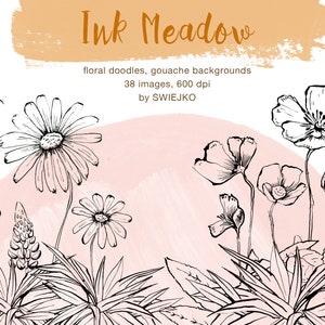 Flower Doodle Clipart Images, Design Elements - Flowers, Bumblebee ...