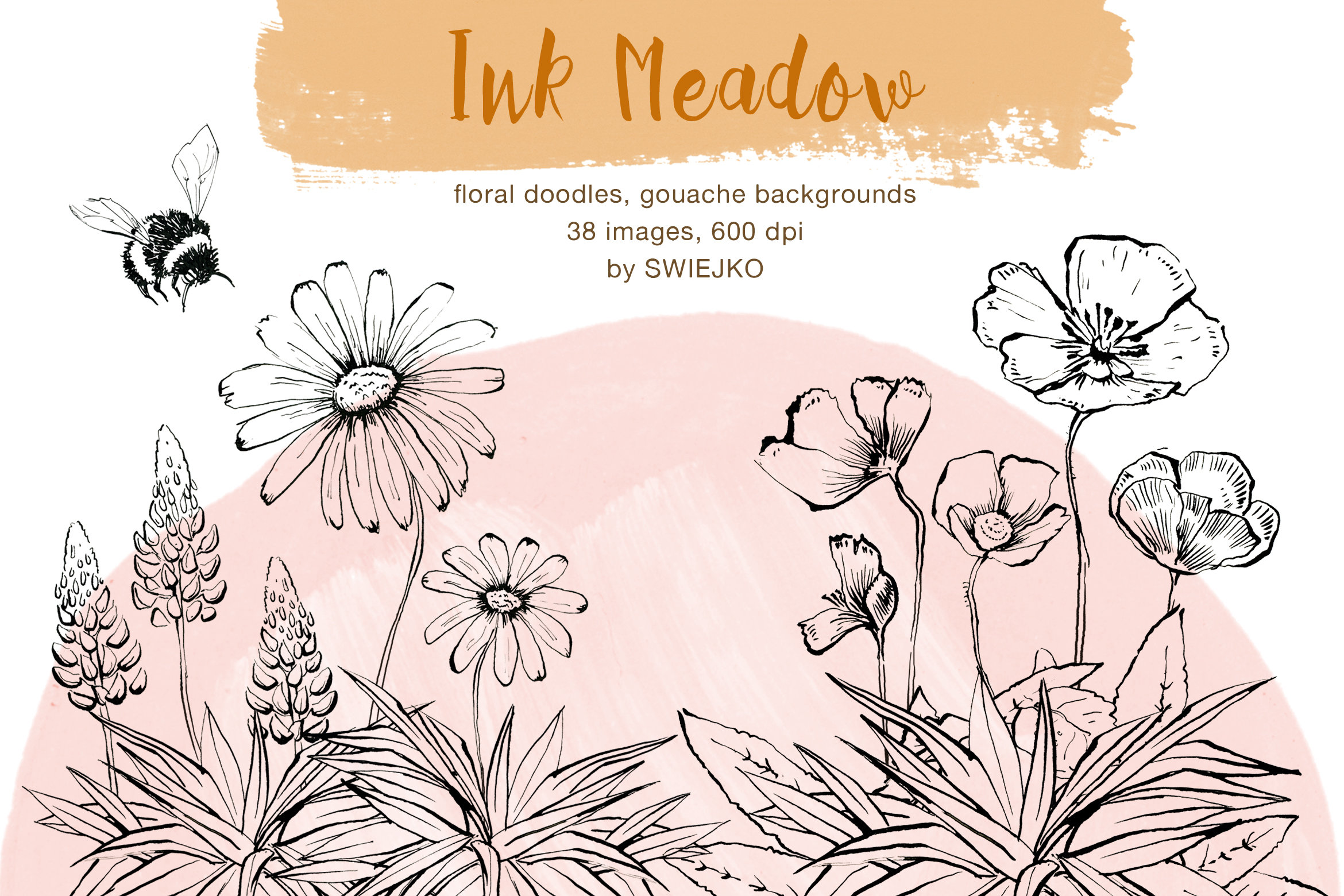 Flower Doodle Clipart Images Design Elements Flowers | Etsy