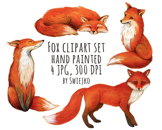 Digital Prints Prints Watercolor winter fox clipart woodland baby fox ...