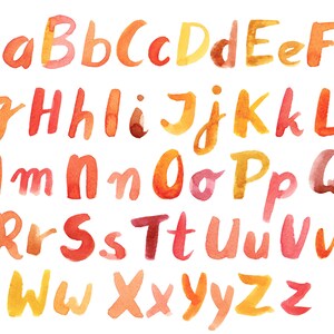 Watercolor Alphabet, Numbers, Autumn Illustrations, Hand Painted ...