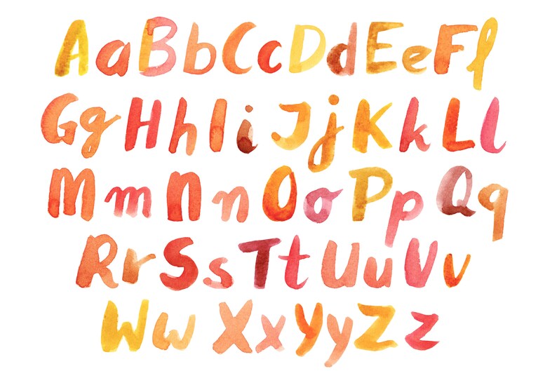 Watercolor Alphabet Numbers Autumn Illustrations Hand - Etsy