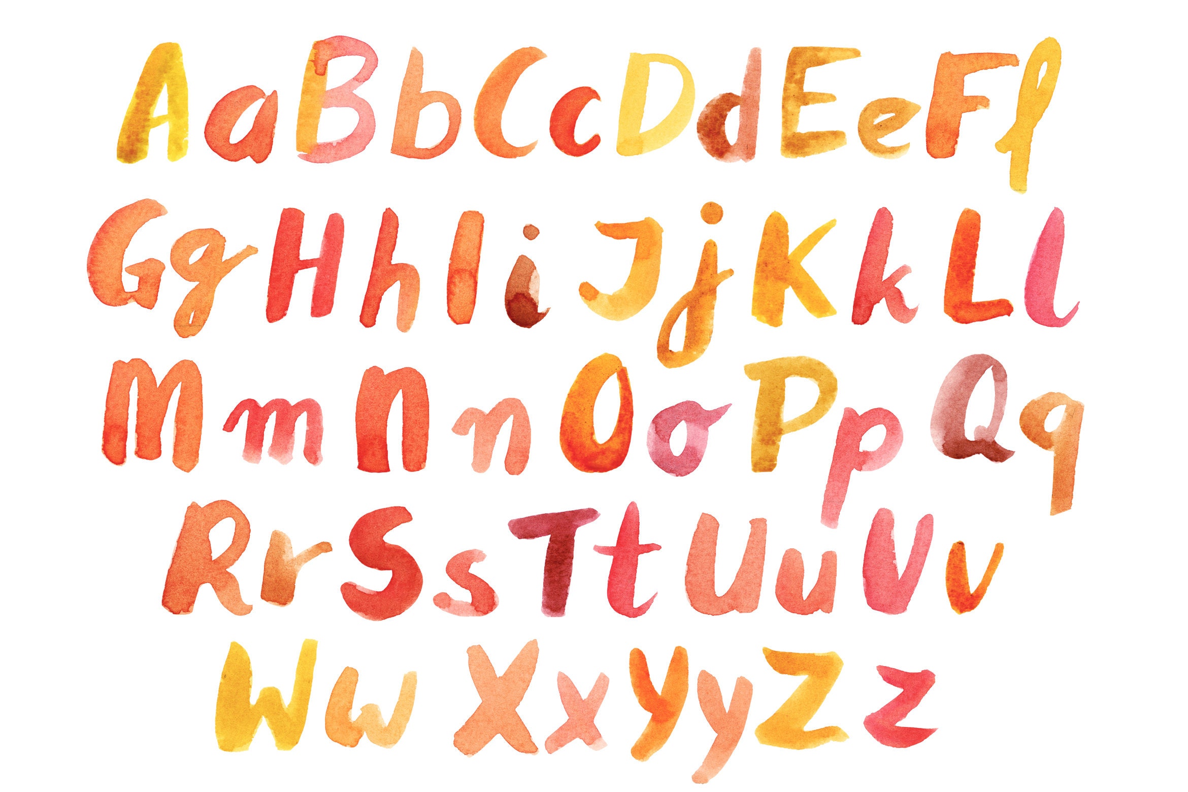 Watercolor Alphabet Numbers Autumn Illustrations Hand - Etsy