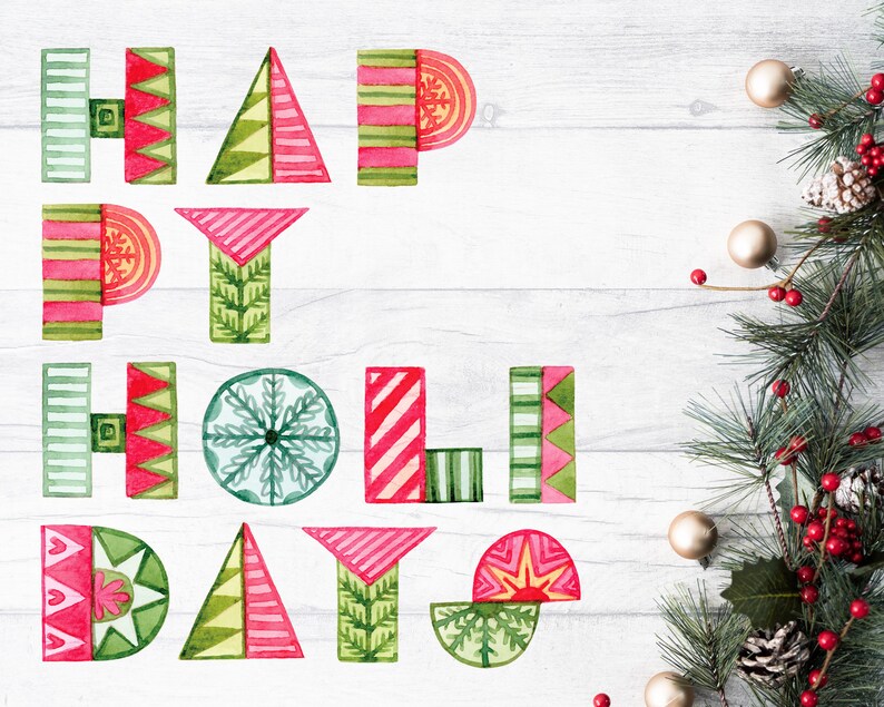 Crazy Christmas Alphabet Holiday Clipart Illustrated | Etsy