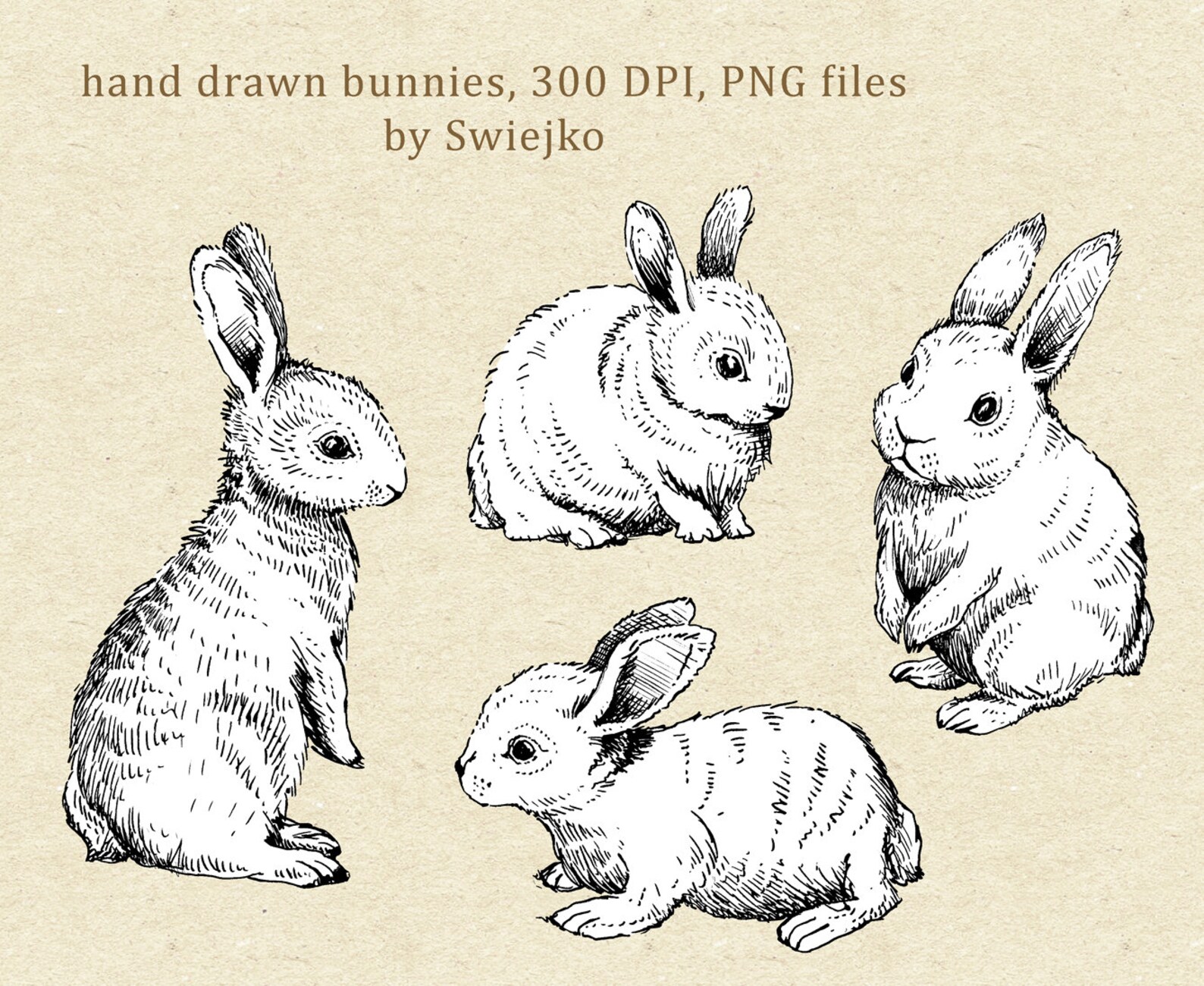 Digital Clipart Doodle Clipart Easter Bunnies Bunny Clipart - Etsy
