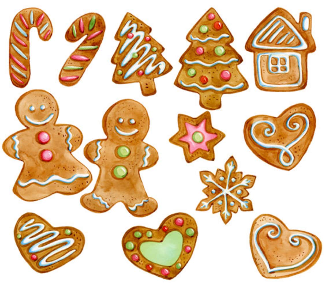 Gingerbread Cookies Clipart Christmas Clip Art Gingerbread - Etsy