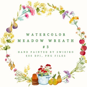 Watercolor Clipart, Garden, Spring, Birds, Floral Wreath, Digital ...