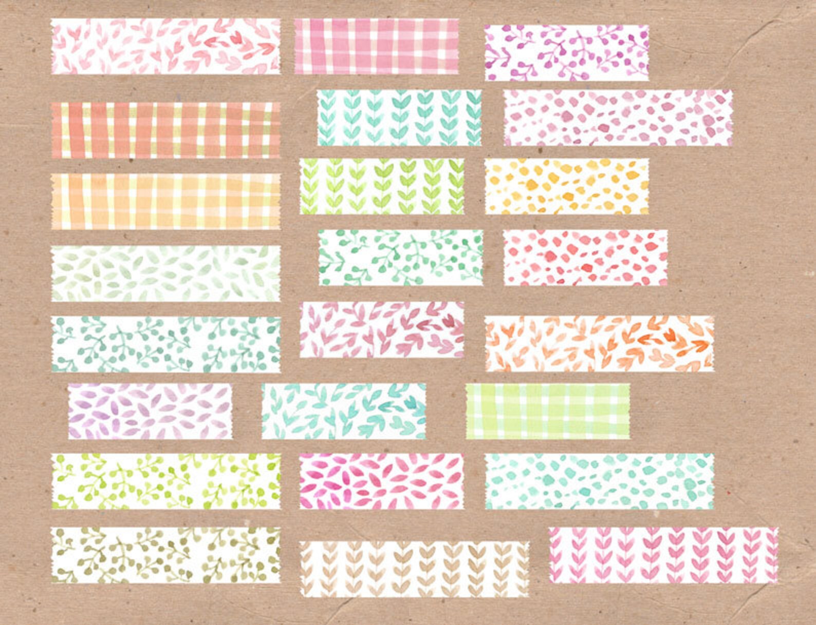 Digital Washi Tape Clipart Watercolor Washi Tape Floral | Etsy