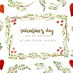 Digital Watercolor Clipart, Valentine's Day, Hand Painted Illustration ...