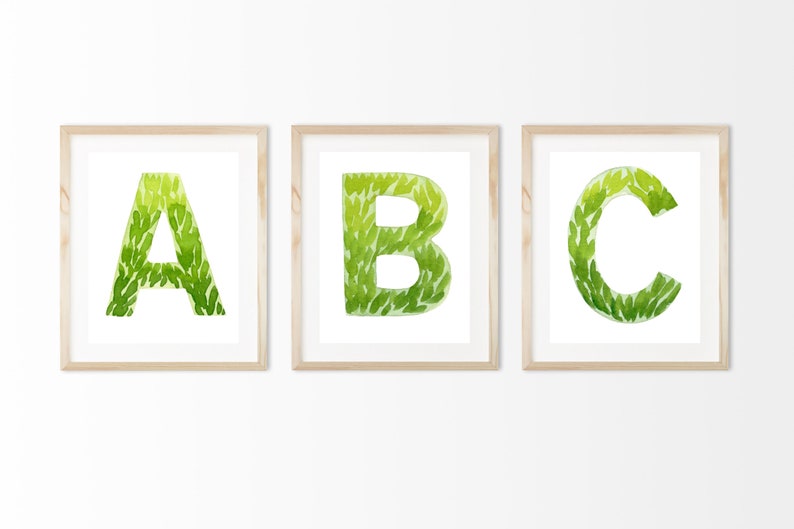 Digital Alphabet, Watercol Letters, Garden, Greenery, Scrapbooking ...