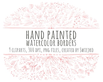 Digital Clipart Watercolor Border Hand Painted Clip Art | Etsy