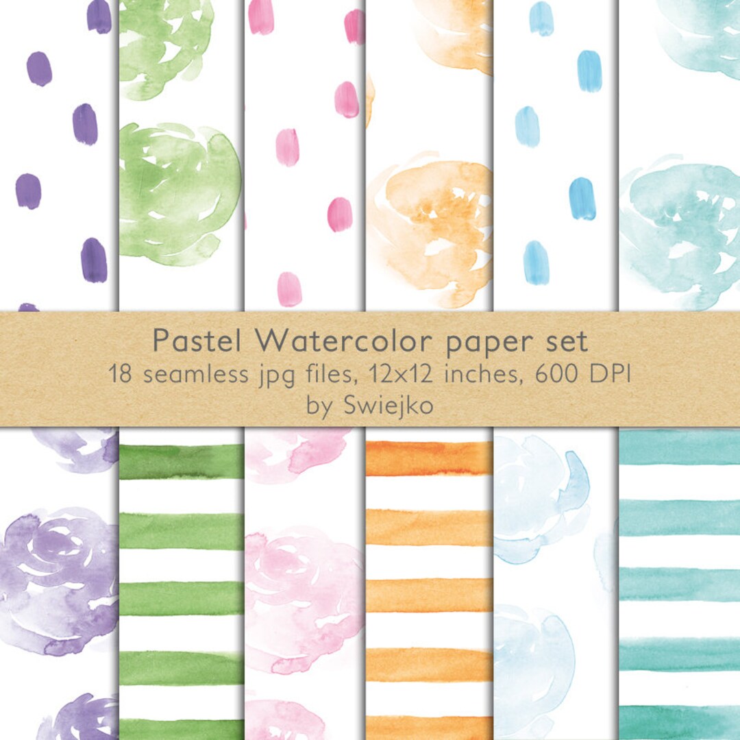 Watercolor Digital Paper, Pastel Painted Pattern, Seamless Background ...