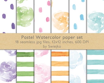 Watercolor Digital Paper Seamless Watercolor Pattern Pastel | Etsy